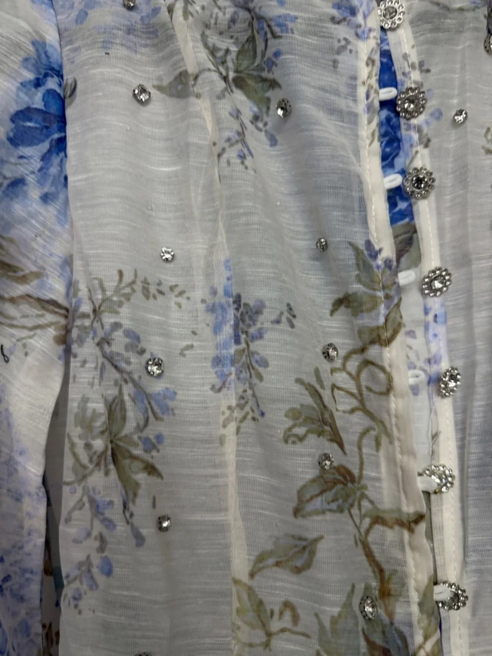CE MORE | Dresses | Blue Floral Maxi Dress Sheer Overlay With Slip ...
